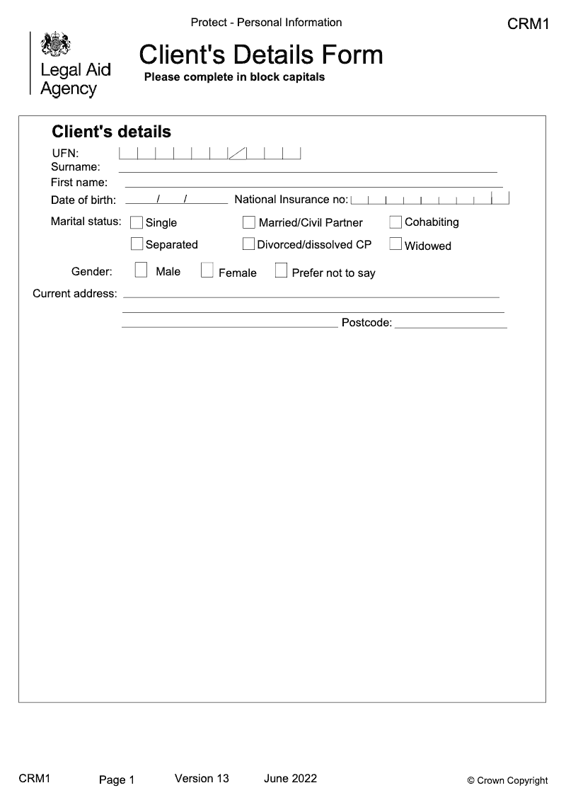CRM1 Client's Details Form