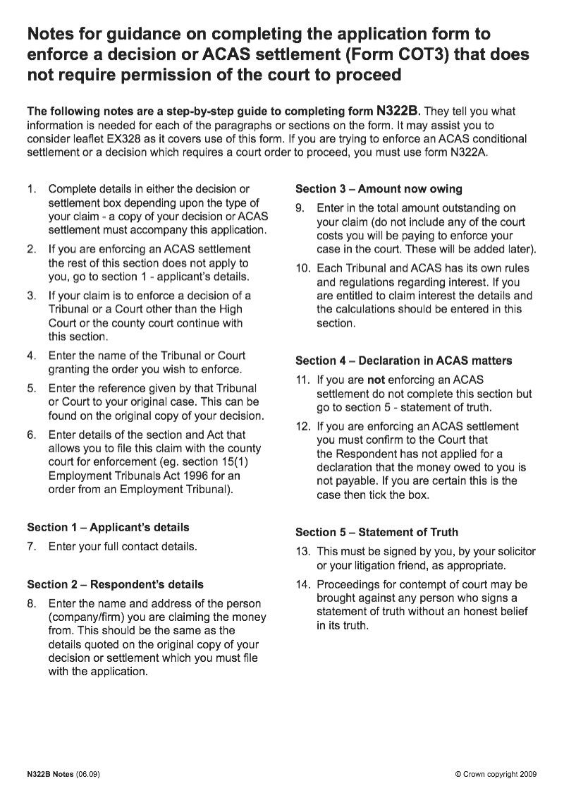 N322B Notes Notes for guidance on completing form N322B